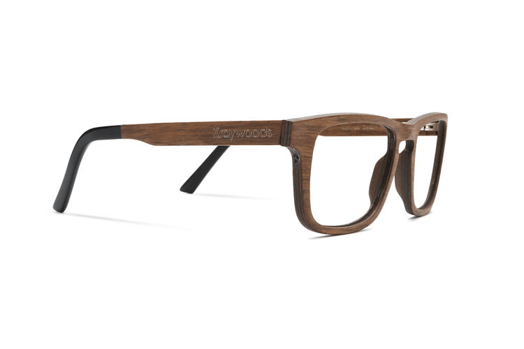 Bold Brown Eyeglasses | Rectangle Brown Oak Wood Glasses | Kraywoods